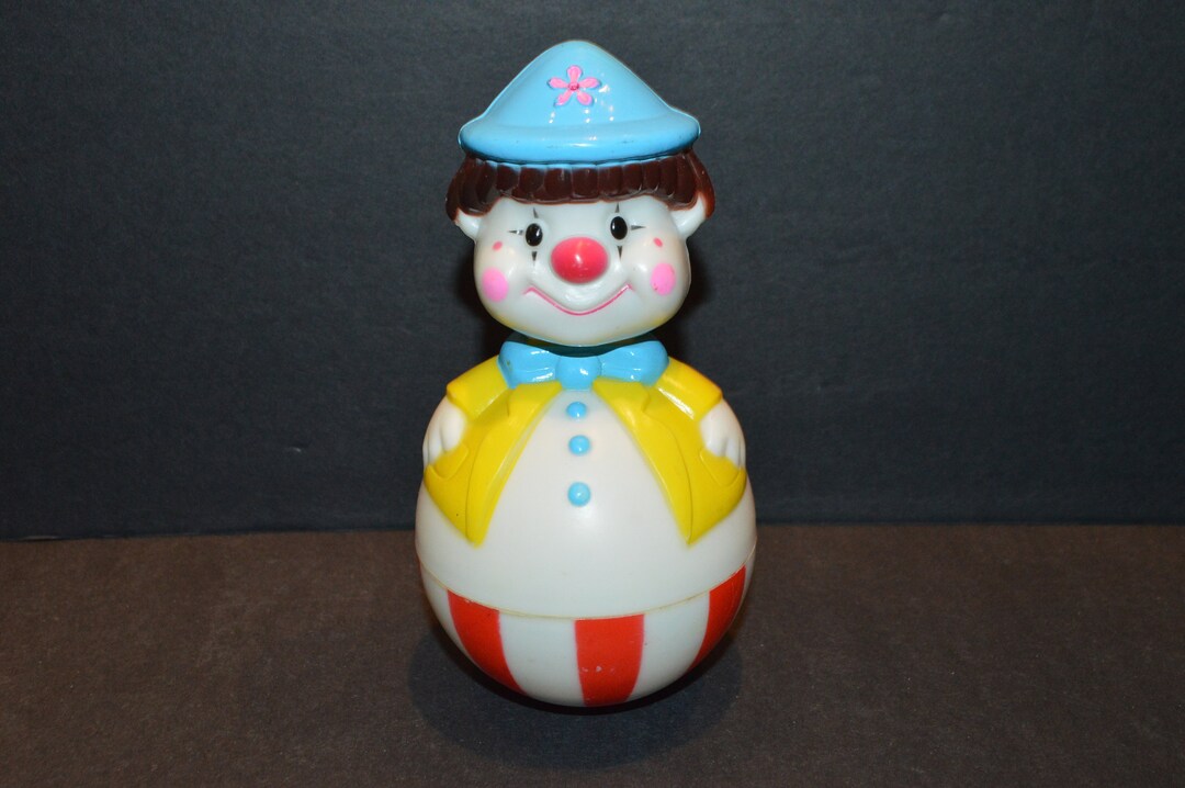 Vintage Roly Poly Chiming Circus Clown Hard Plastic 5.5 - Etsy