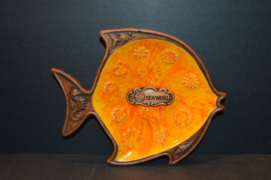 Vintage Treasure Craft Sea World Fish Orange/yellow Trinket Tray-travel ...
