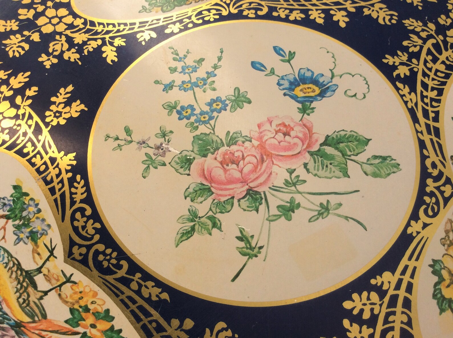 Vintage Round Storage Tin a Blue and Gold Cake Tin - Etsy