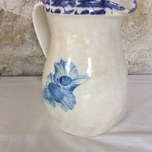 Large Vintage Pitcher, a French Blue and White Water Jug - Etsy