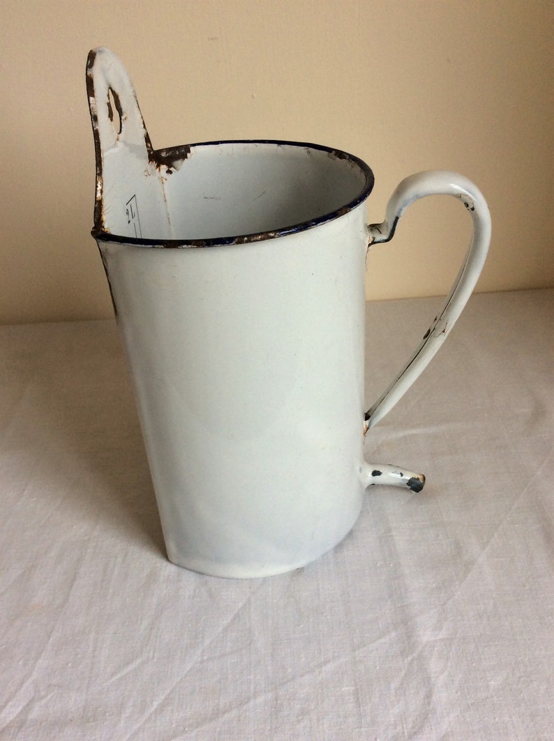 French Enamel Pitcher a Vintage White Enamelware Medical Jug - Etsy Ireland