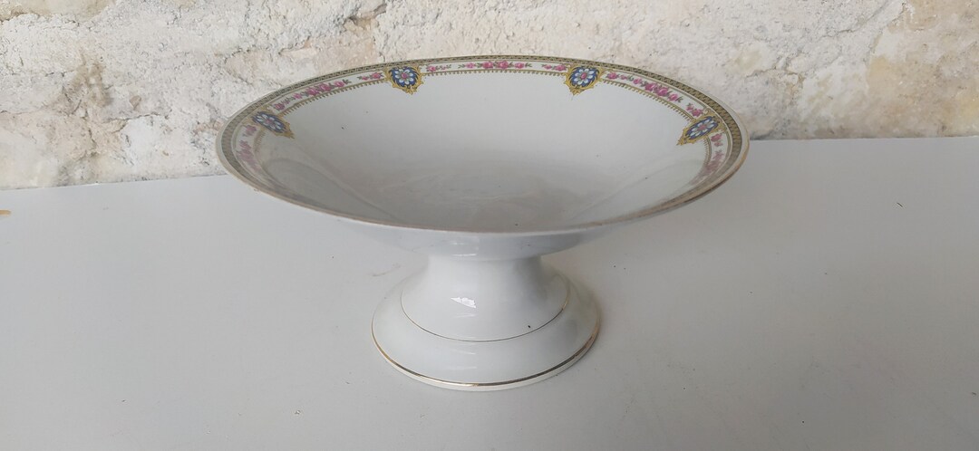Antique French Cake Stand, a Blue, Red and White Pedestal Cake Stand - Etsy