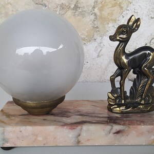 Vintage French Table Lamp, a Marble Base Light With a Fawn Figurine - Etsy