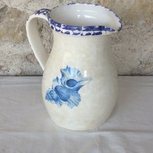 Large Vintage Pitcher, a French Blue and White Water Jug - Etsy