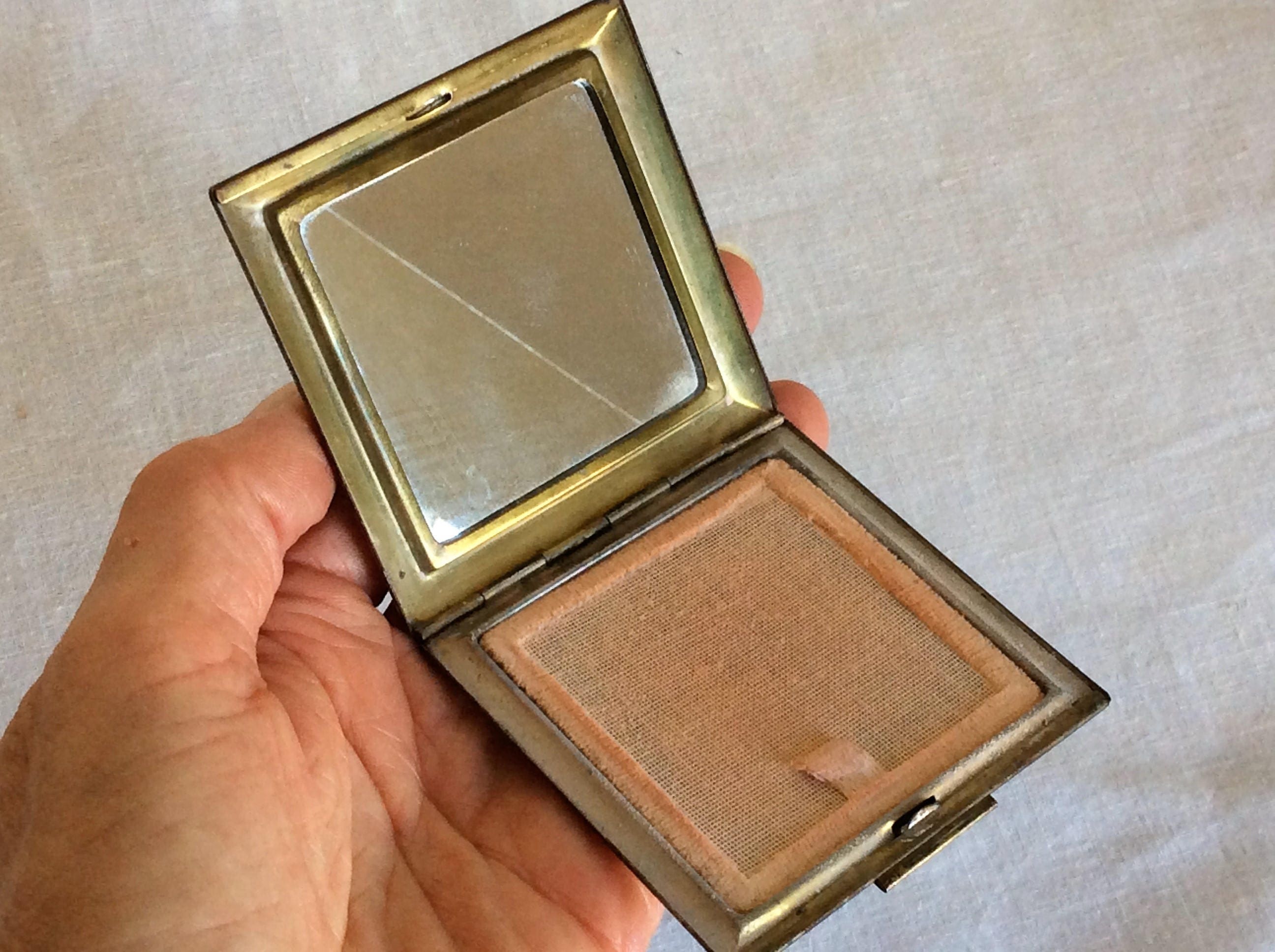 Vintage powder compact with mirror a French makeup compact | Etsy