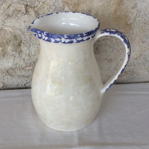 Large Vintage Pitcher, a French Blue and White Water Jug - Etsy