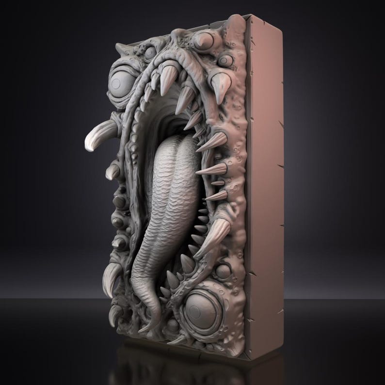 Mimic Book Nook STL File | Monster Bookshelf Insert | Horror Fantasy ...