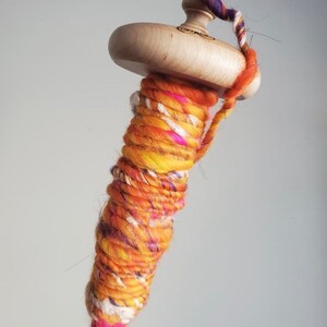 Art Yarn Drop Spindle W/fiber, Wood Burned Spiral Design, Top Whorl ...