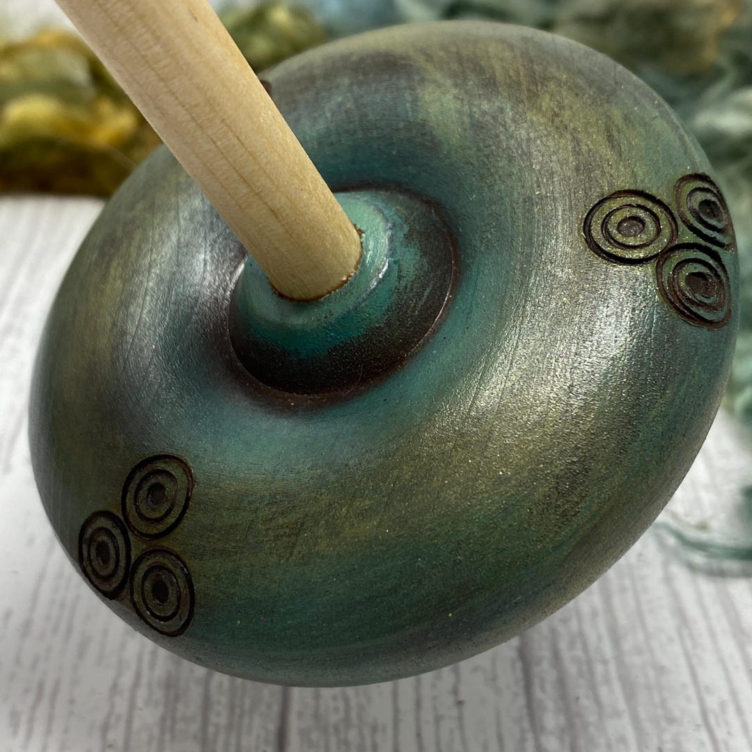 Art Yarn Drop Spindle W/fiber, Hand Painted W/unicorn Spit Paint, Wood ...