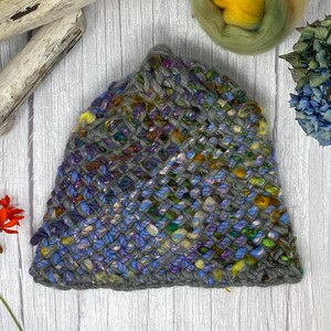 Woven Handspun Yarn Hat With Folded Brim, Natural Fibers, Wool Art Yarn ...