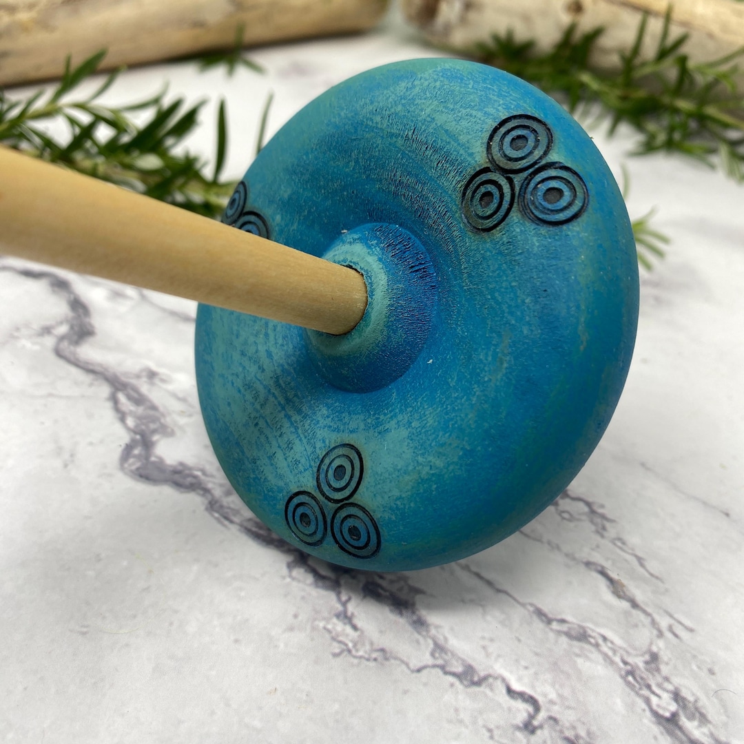 Art Yarn Drop Spindle W/fiber, Hand Painted W/chalk Paint, Wood Burned ...