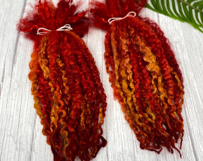 AUTUMN LIGHT, Long Teeswater Wool Locks, Curly Hand Dyed Individual ...