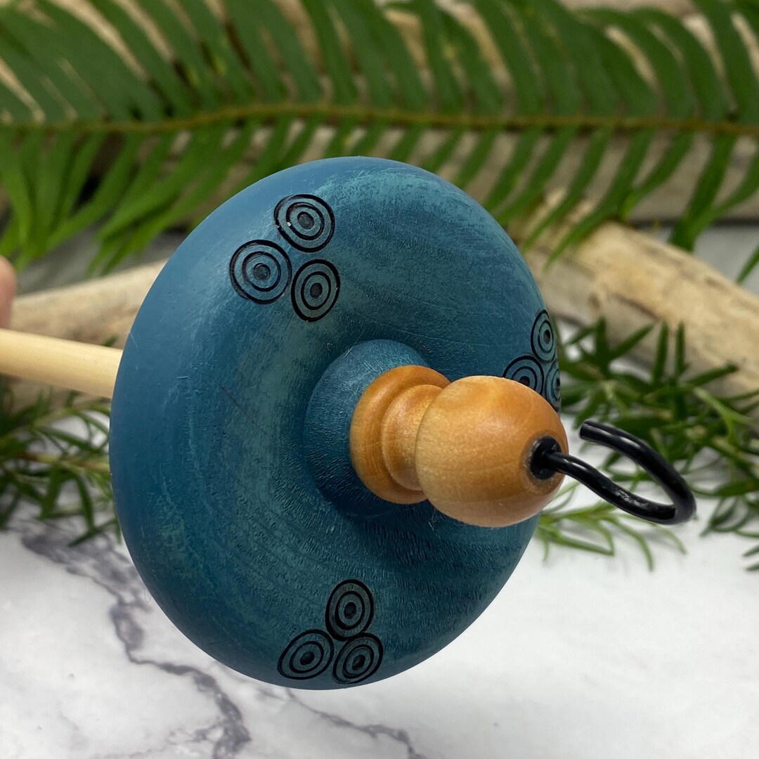 Art Yarn Drop Spindle W/fiber, Hand Painted W/chalk Paint, Wood Burned ...
