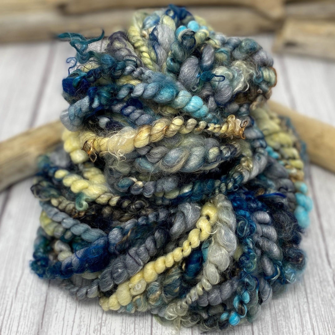 RIPTIDE, Spiral Coil Art Yarn, Soft Squish-love Handspun Yarn W/silk ...