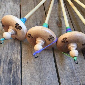 Art Yarn Drop Spindle W/fiber, Wood Burned Spiral Design, Top Whorl ...