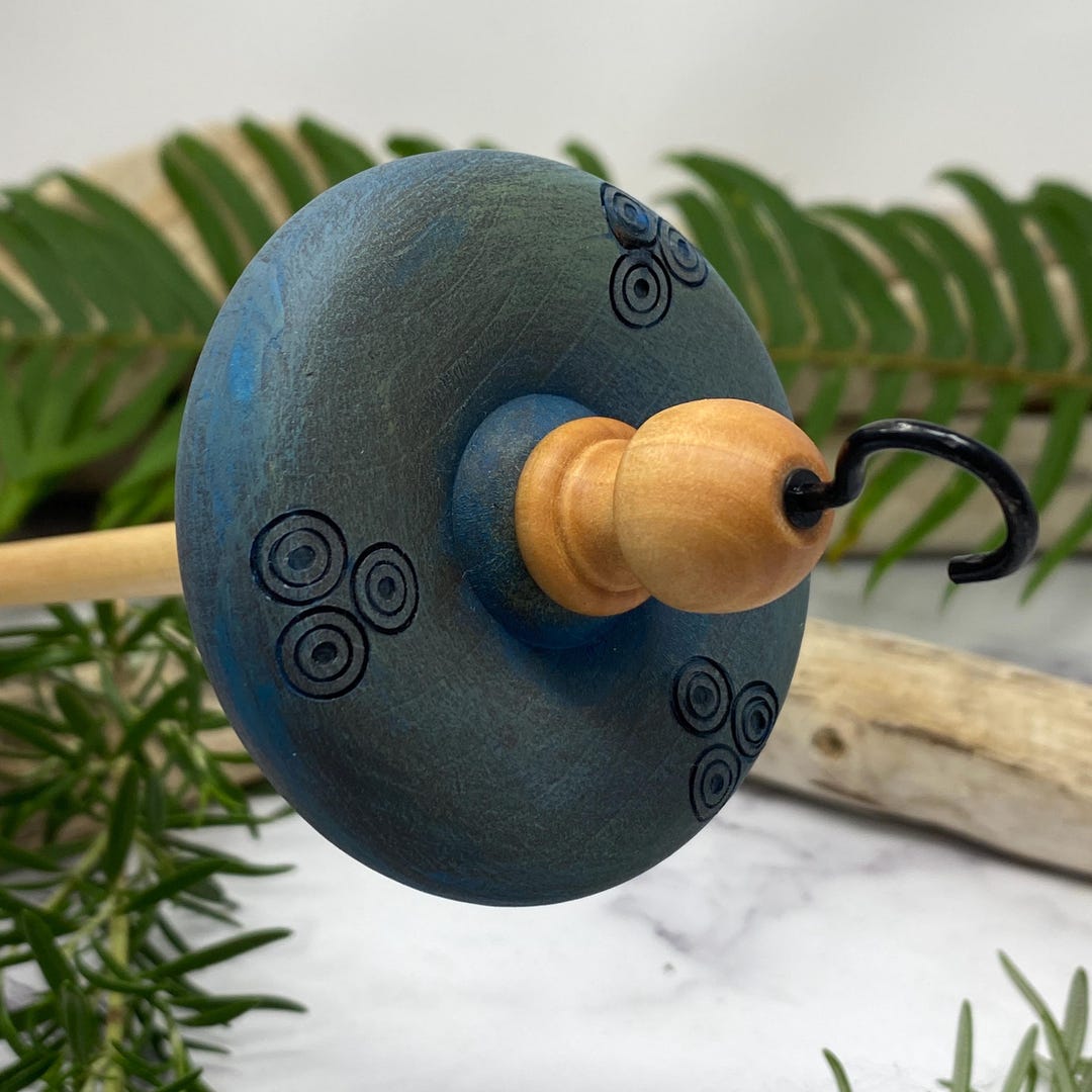 Art Yarn Drop Spindle W/fiber, Hand Painted W/chalk Paint, Wood Burned ...