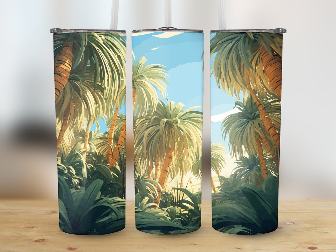 Palm Trees Tumbler Wrap PNG 20oz Skinny Sublimation Design - Etsy