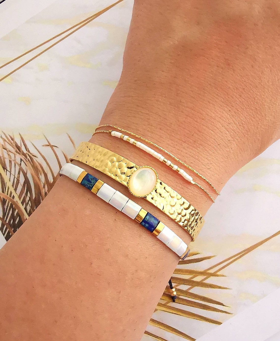 Bracelet double ultra fin minimaliste plaque or gold filled 14k et ...