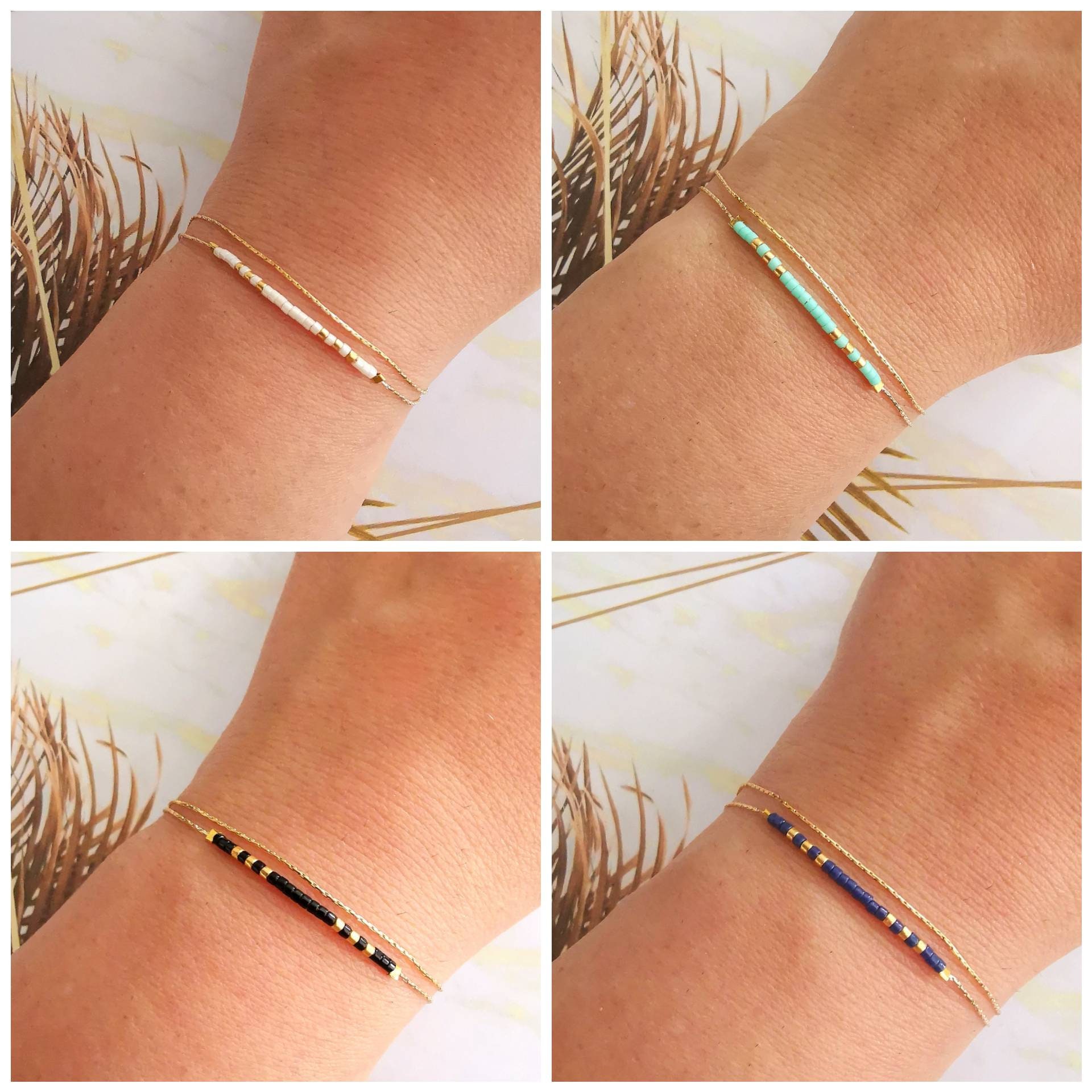 Bracelet double ultra fin minimaliste plaque or gold filled 14k et ...