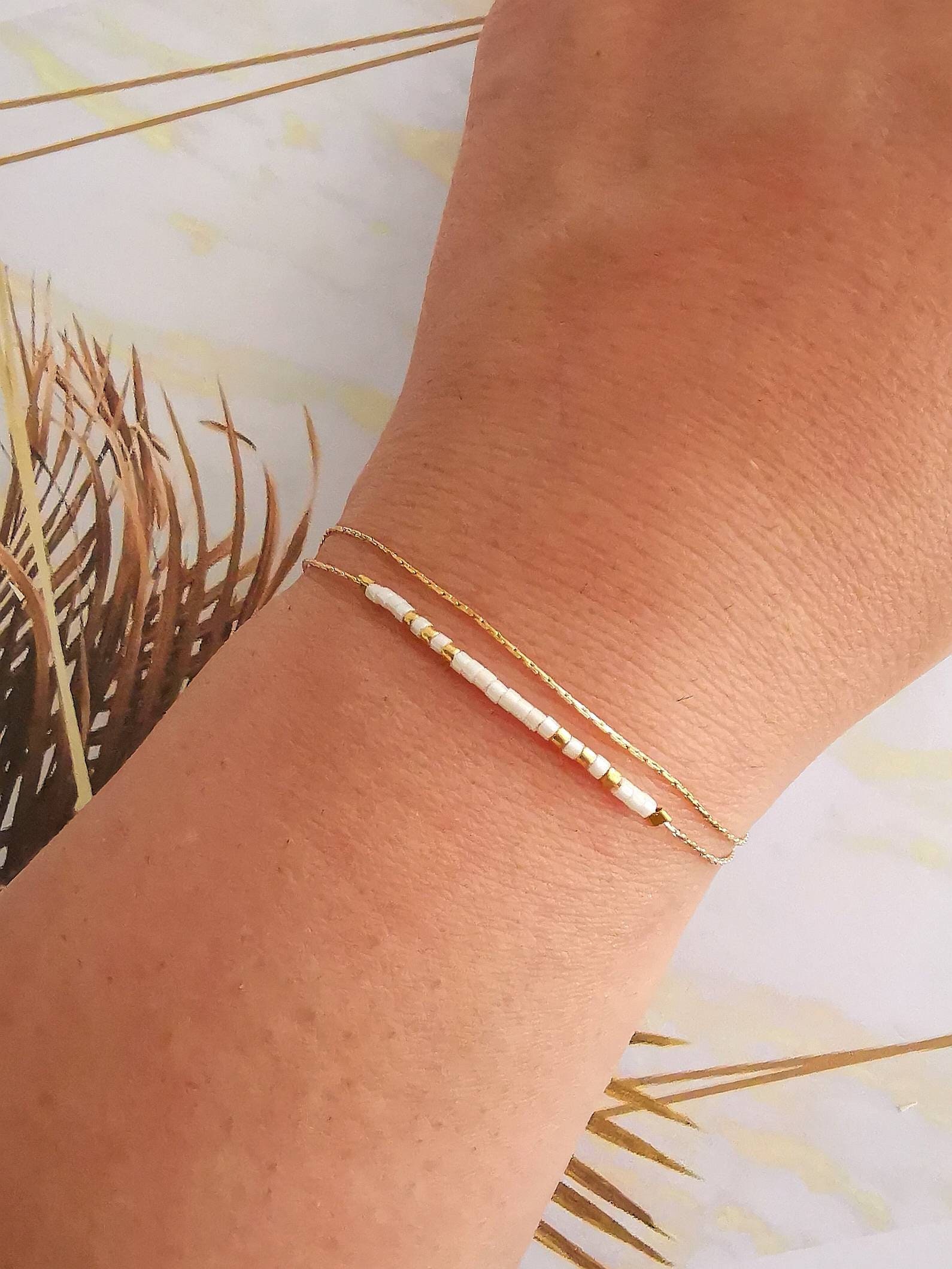 Bracelet double ultra fin minimaliste plaque or gold filled 14k et ...