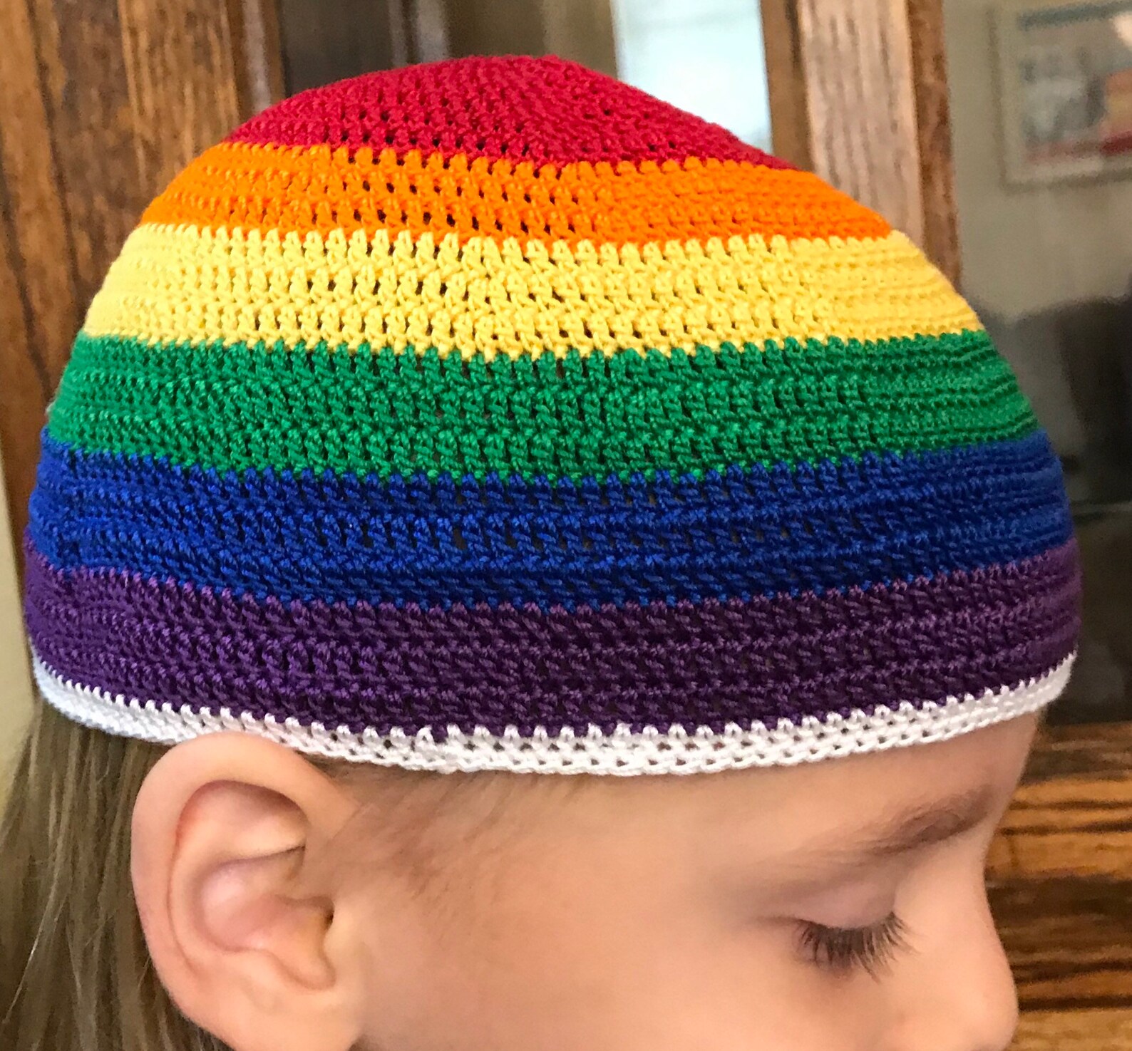 Childs Crochet Kippah in Rainbow Stripes or Any Colors. Tell - Etsy UK