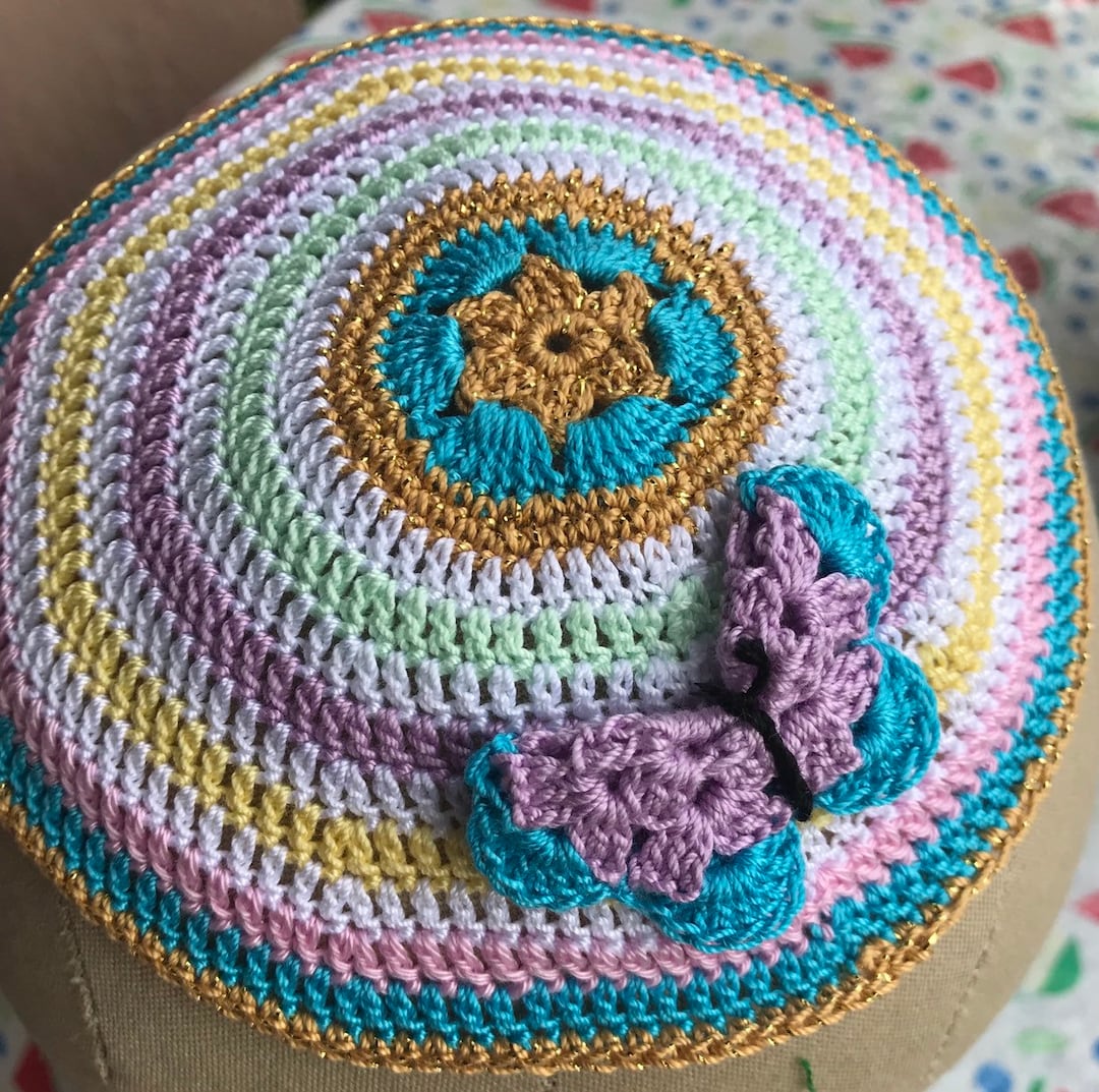 Girls Colorful Butterfly Kippah or ANY Favorite Thing Bat Mitzvah Baby ...