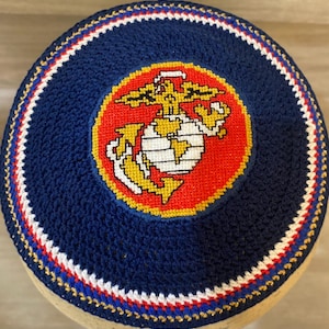 United States Navy, Army Kippah IDF or Any Military Logo Hand Crocheted ...