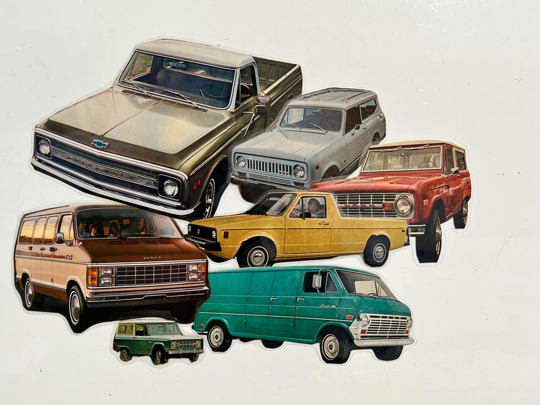 7 Vintage Car Magnets, Ford Van, Bronco, Chevy Truck, Station Wagon - Etsy
