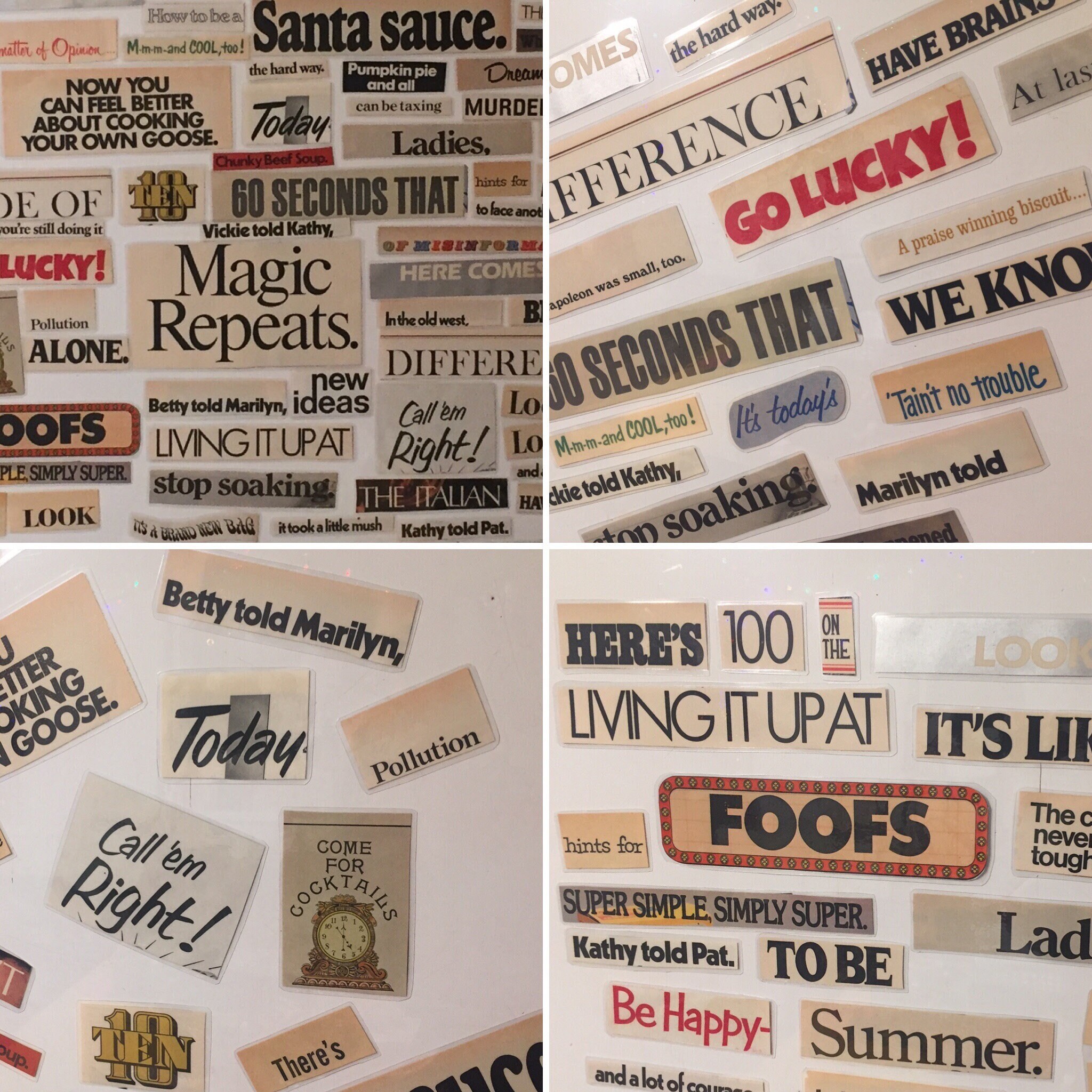 Word Magnets Made From Vintage Magazines, Set of 20 Various Words and ...