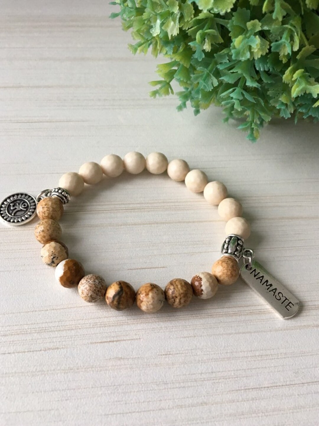 Namaste Bracelet Yoga Position Zen Petrification of Wood - Etsy