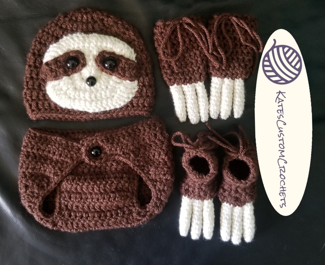 Crochet Newborn Sloth Outfit Baby Girl or Boy Rainforest Costume Photo ...