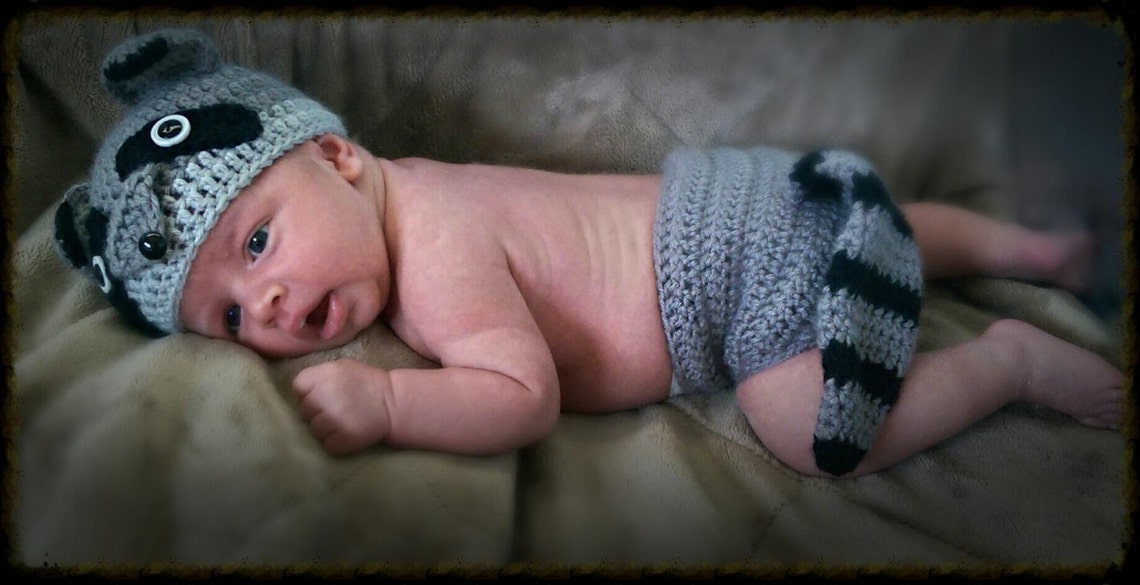 Crochet Newborn Raccoon Outfit Woodland Photo Prop Costume - Etsy