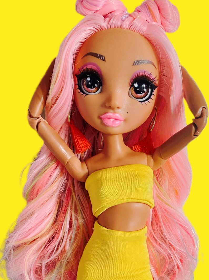 Barbie/rainbow High/blythe Doll Yellow Crop Top and Mini Skirt - Etsy