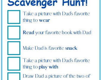 Father's Day Scavenger Hunt Game Printable Father's Day Game Digital ...