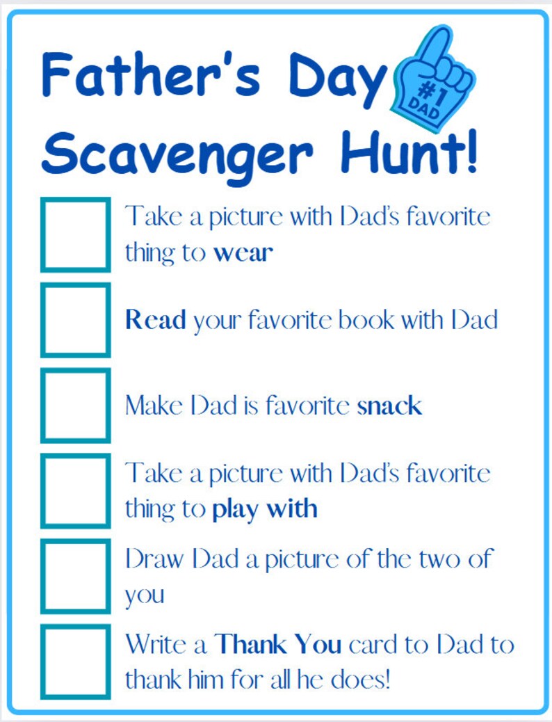 Father's Day Scavenger Hunt Worksheet - Etsy