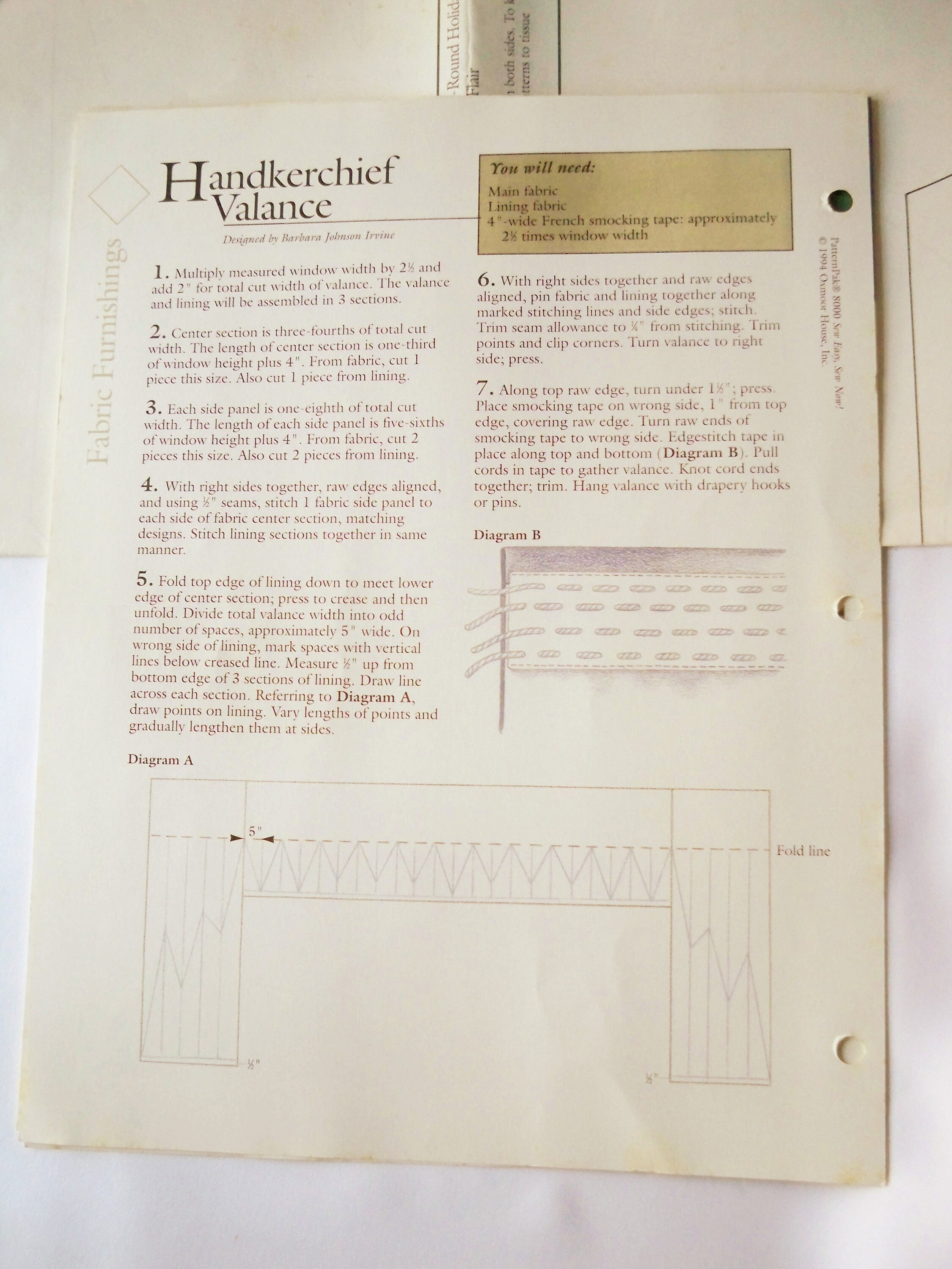 Set of Three Patterns, 3 Ring Binder Pages, Lacey Vest, Pointy Curtain ...