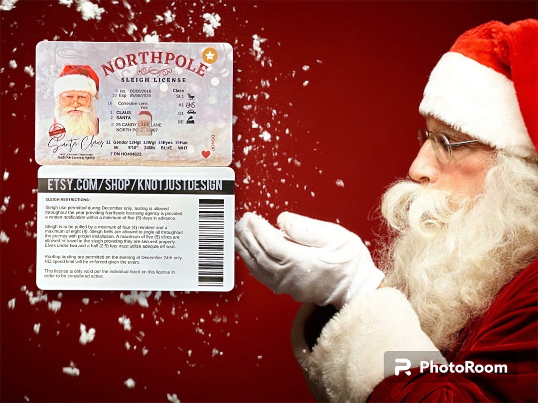 Santa’s License | Santa's Lost ID License | Santa’s Driving License ...