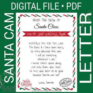 Santa Cam Personalized Letter PDF - Instant Digital Download - Did the ...