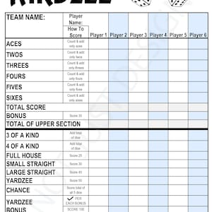 BUNDLE: Yardzee Digital Logo, Score Card & Rules. Printable, Instant ...