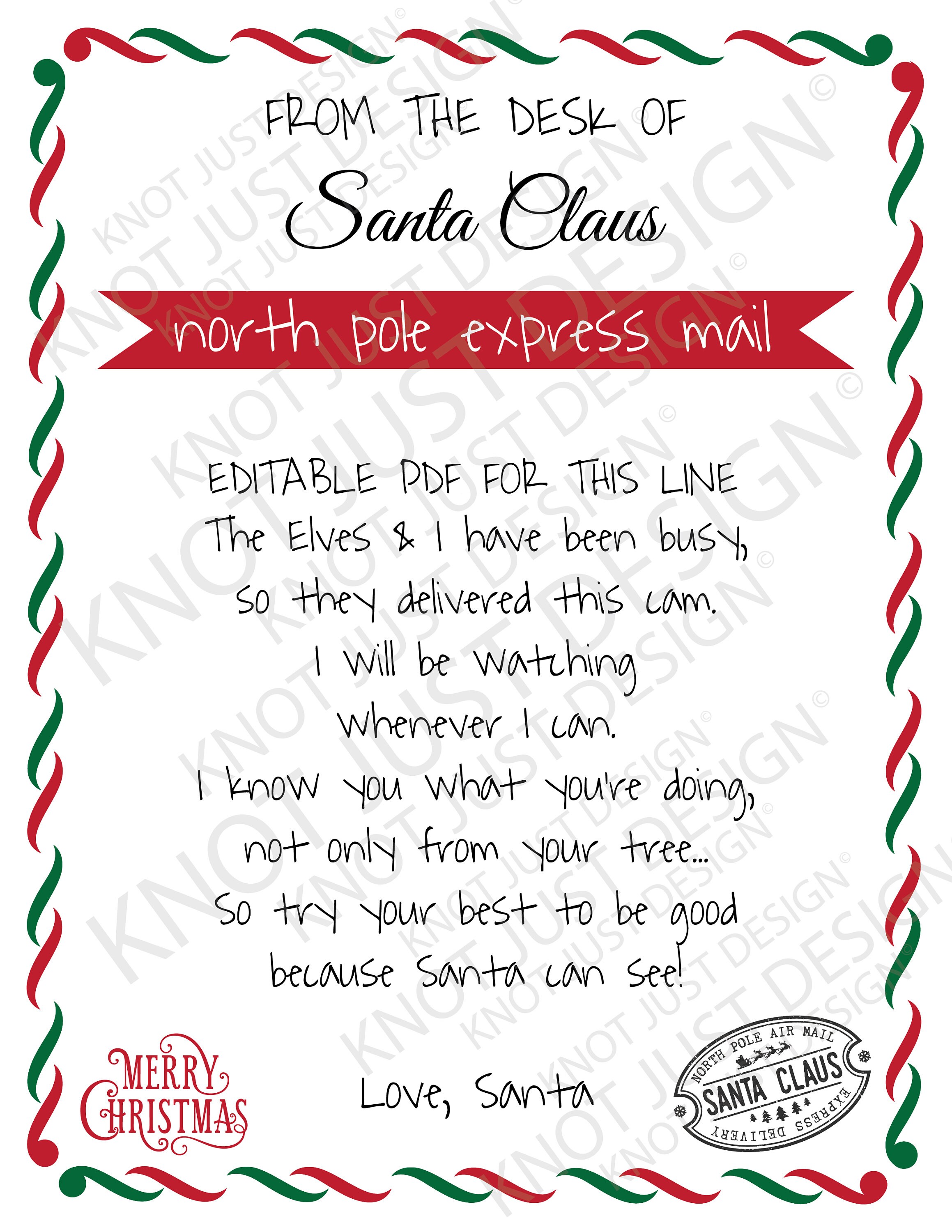 Santa Cam Personalized Letter PDF - Instant Digital Download - Did the ...