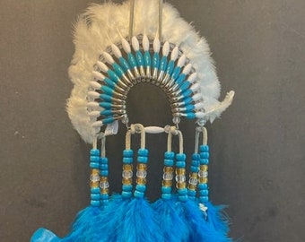 BLUE MOUNTAIN Mini Head Dress Hand Made in the USA of Cherokee Heritage ...
