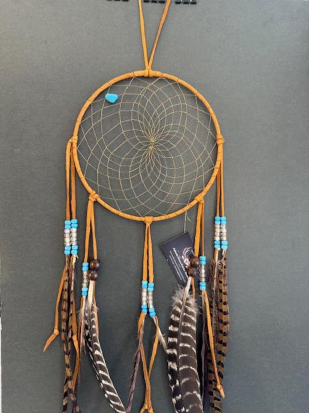 Natural Feather Dream Catcher: Turquoise, Pheasant & Turkey Feathers - Etsy