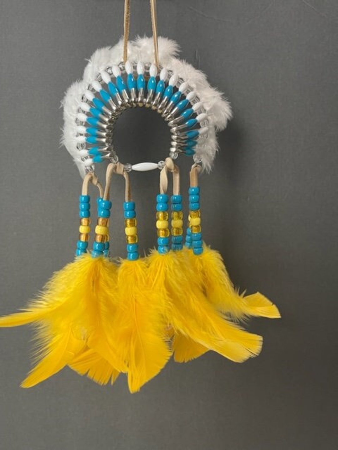 TURQUOISE SUN Mini Head Dress Hand Made in the USA of Cherokee Heritage ...