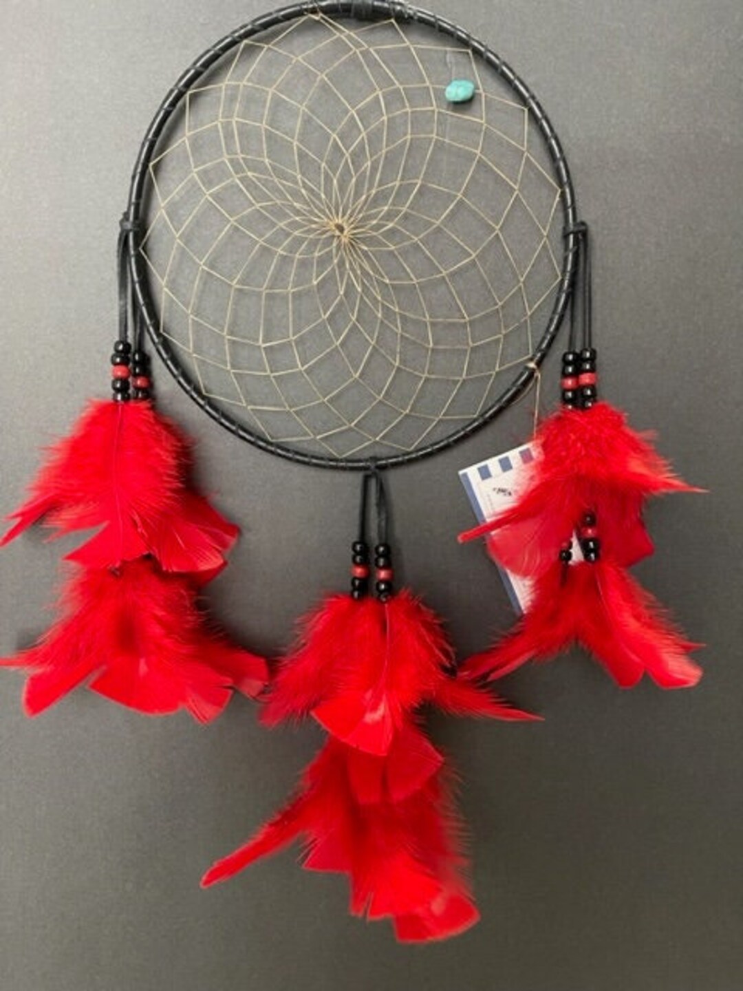 SOUTHWEST Sun Set, Black Dream Catcher With Red Feathers, Native ...