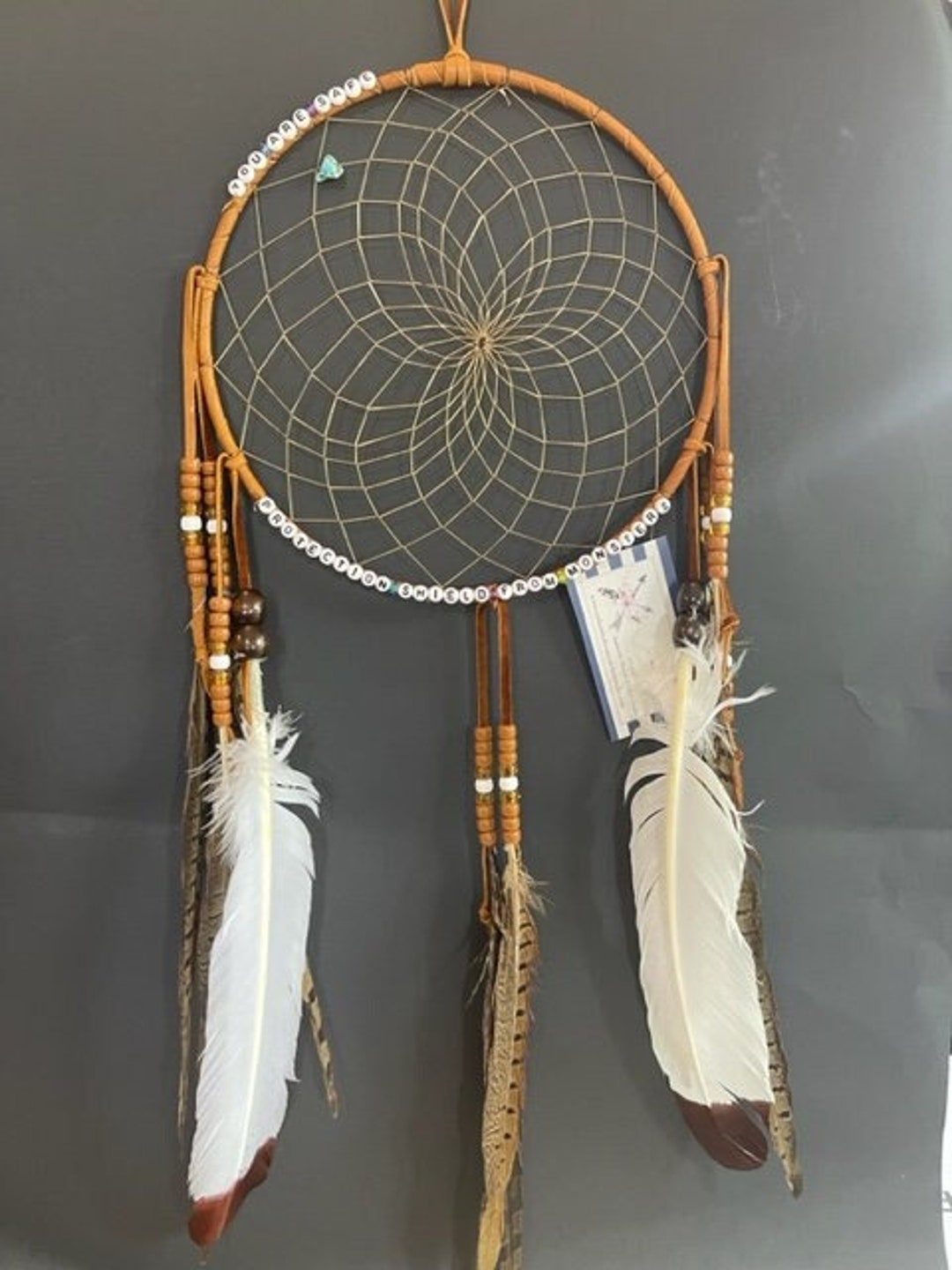 PROTECTION SHIELD From Monsters Dream Catcher With Natural Feathers ...