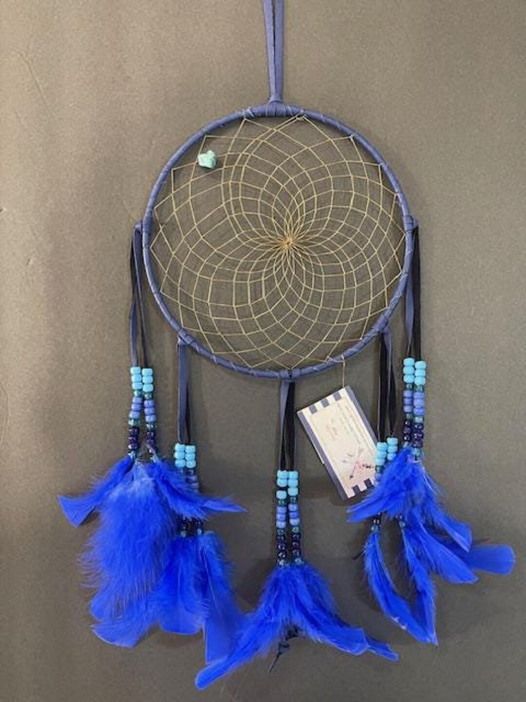 Blue Jay Dream Catcher: Turquoise, Blue Feather Native American Decor ...