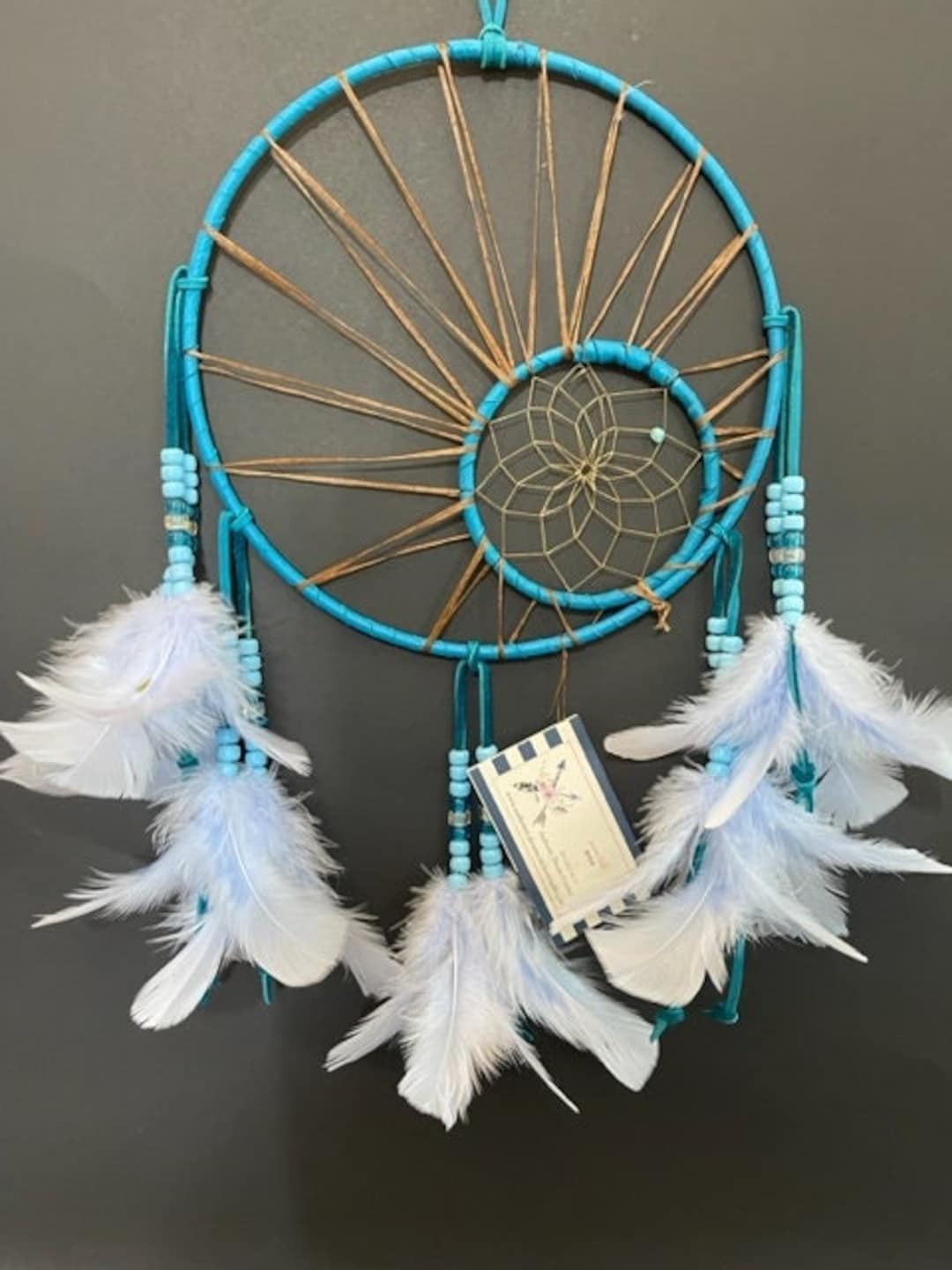 BLUE REALM, Dream Catcher With Baby Blue Feathers, Celestial Gifts ...