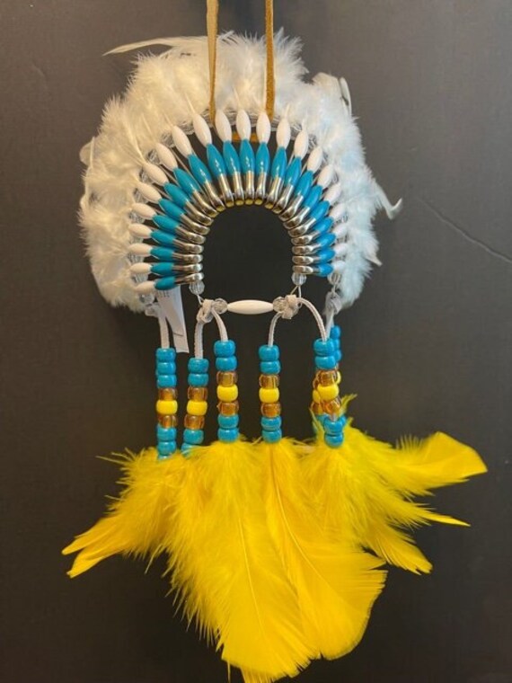 TURQUOISE SUN Mini Head Dress Hand Made in the USA of Cherokee - Etsy