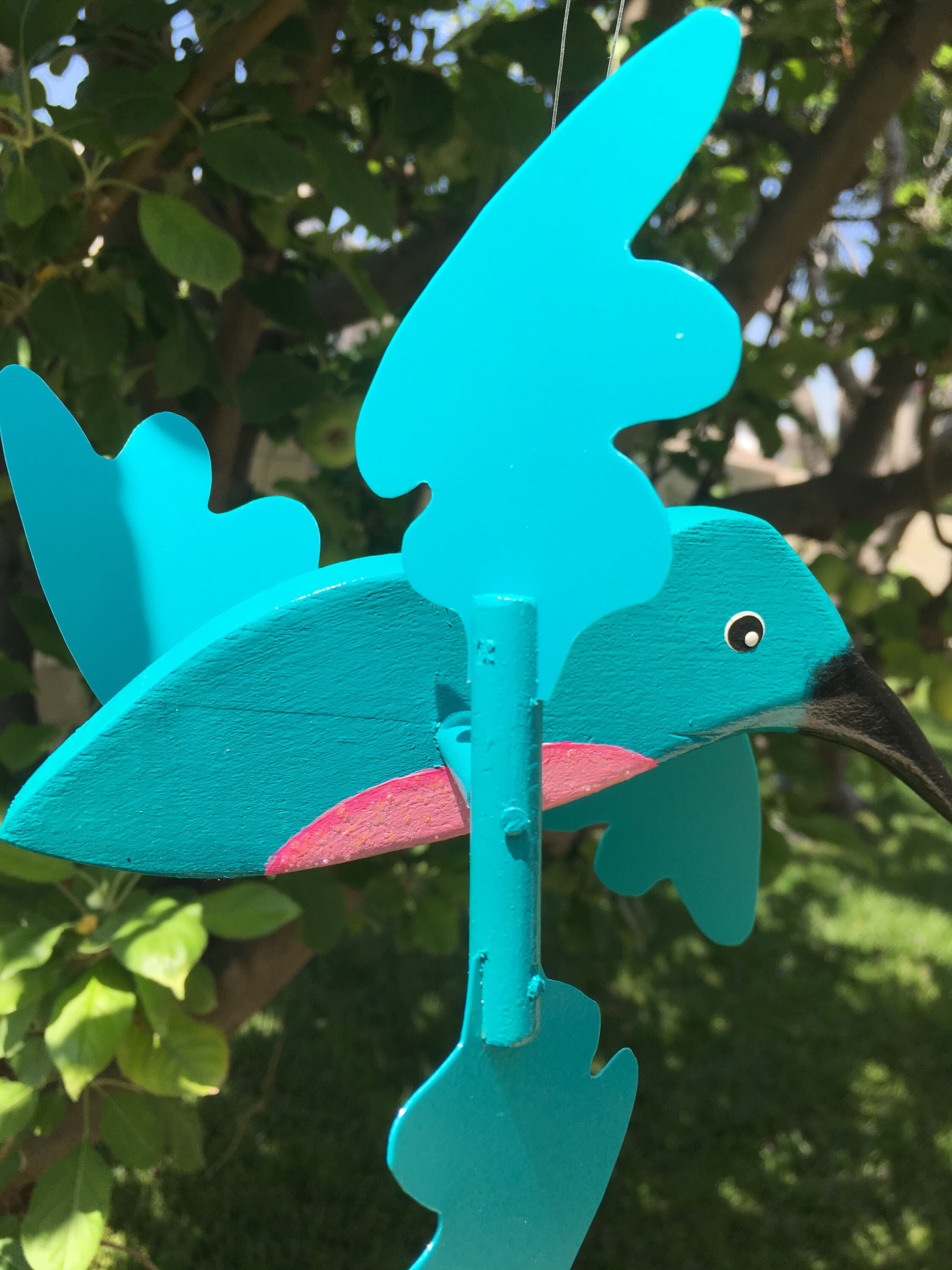 Teal Hummingbird Whirlygig Whirligig Wind Spinners Whirligig | Etsy