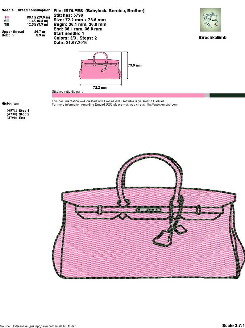 Machine Embroidery Design Hermes Bag Embroidery pattern | Etsy